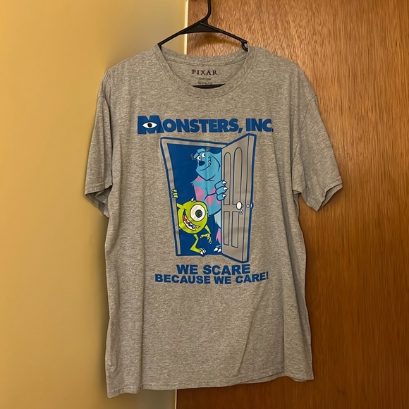 Pixar | Shirts | Monsters Inc Mens Large Grey Short Sleeve | Poshmark